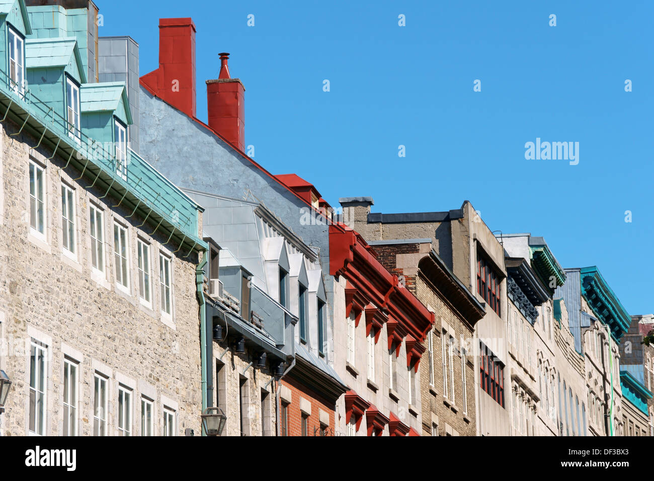 Some historical colorful buildings in downtown Quebec City, Canada ...