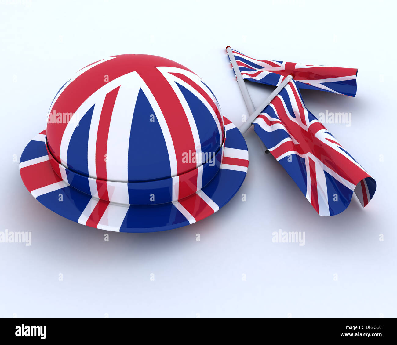 3D render of Union Jack Jubilee Hat and Flag Stock Photo - Alamy