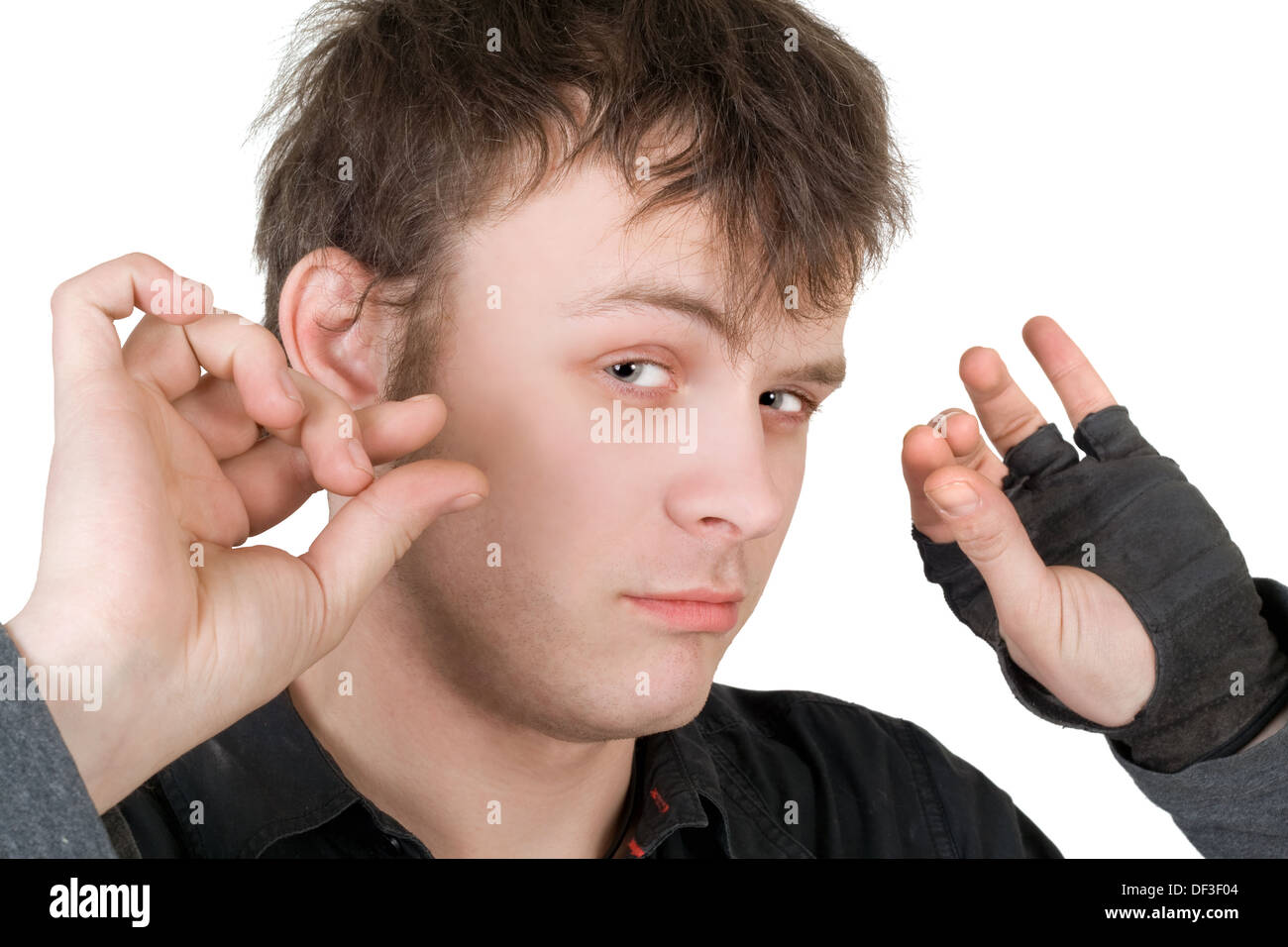 Portrait of the bizarre young man. Isolated Stock Photo - Alamy