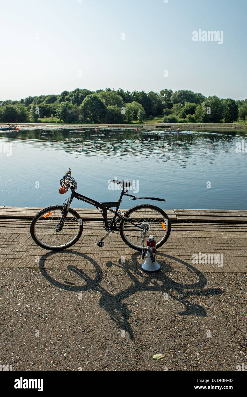 Rowing coaches' bike and megaphone Stock Photo - Alamy
