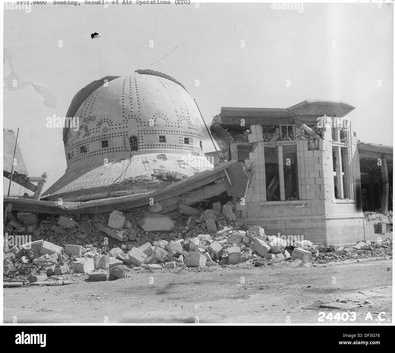An image from a World War II bombing campaign, showing military ...