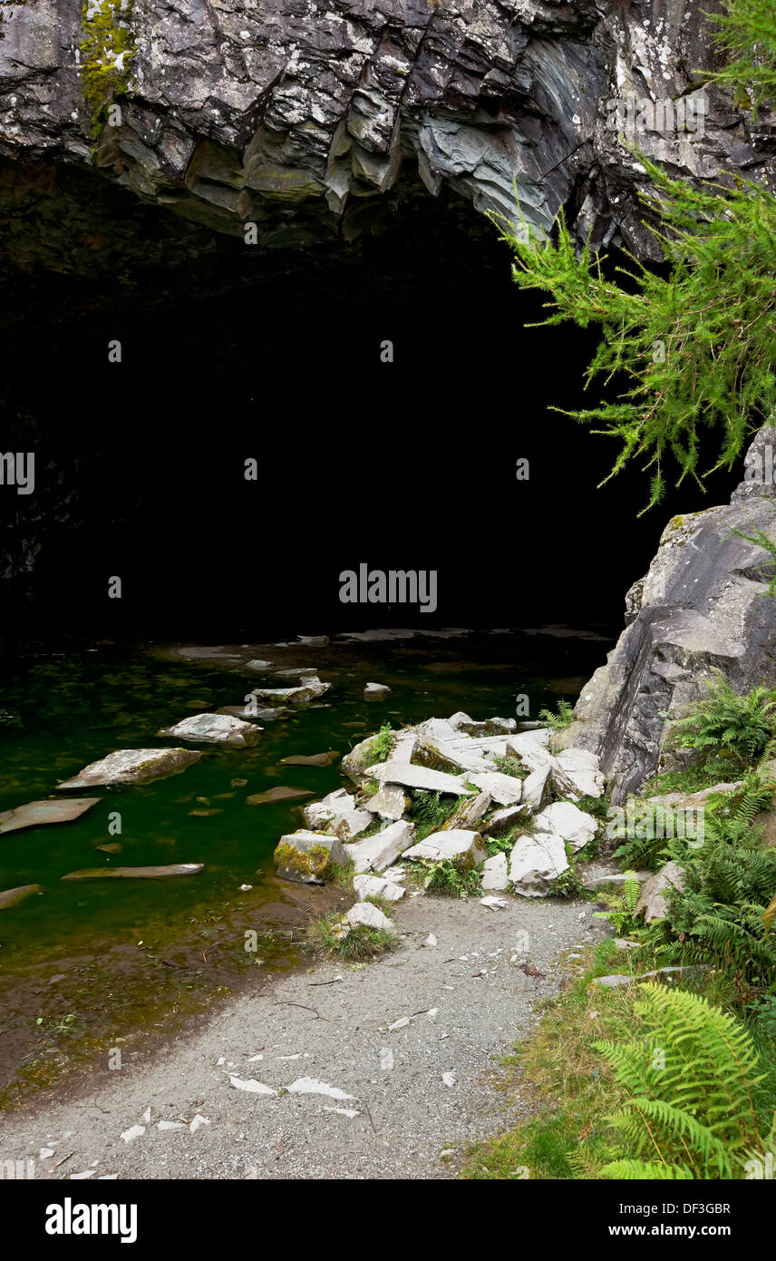 Rydal Cave Caves at disused former old slate quarry near Rydal Water ...