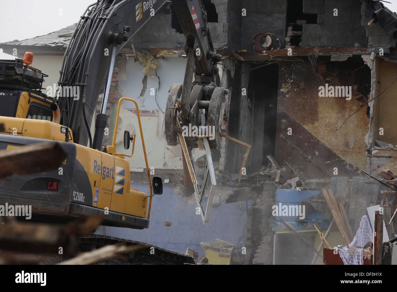 Demolition of sub standard housing in Lochside, Ayr Stock Photo - Alamy