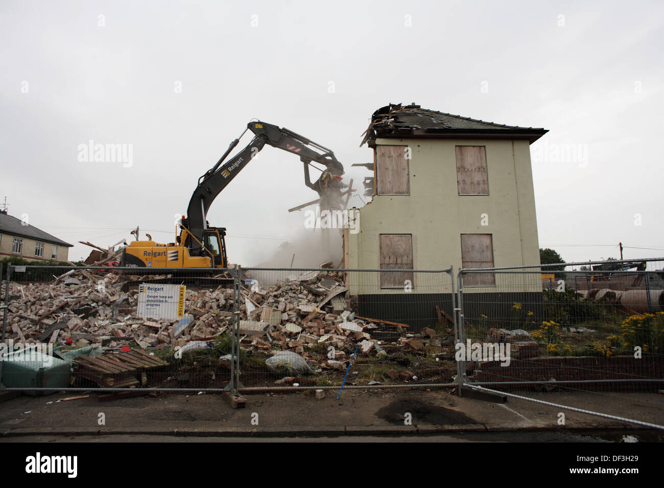 Demolition of sub standard housing in Lochside, Ayr Stock Photo - Alamy