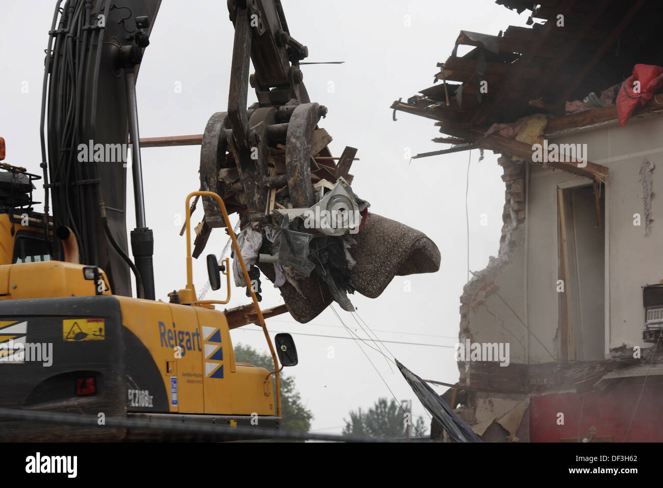 Demolition of sub standard housing in Lochside, Ayr Stock Photo - Alamy
