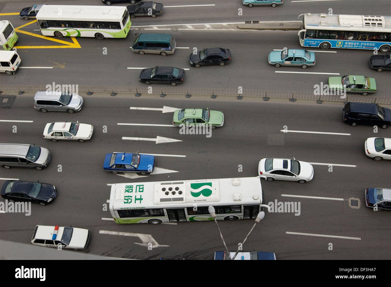 Aerial view of traffic on Bund. Shanghai. China Stock Photo - Alamy