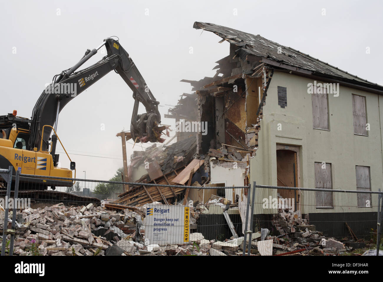 Demolition of sub standard housing in Lochside, Ayr Stock Photo - Alamy