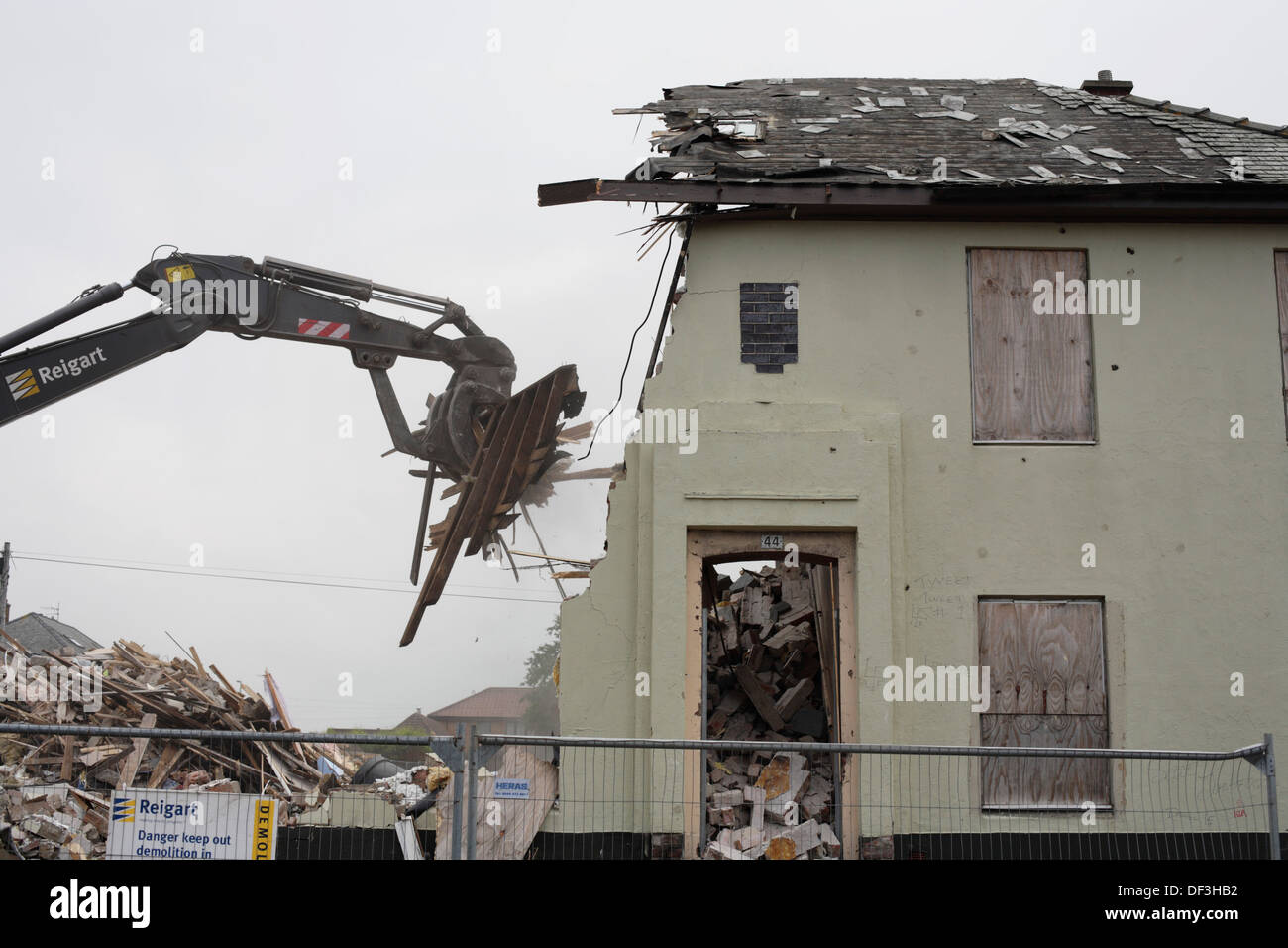 Demolition of sub standard housing in Lochside, Ayr Stock Photo - Alamy