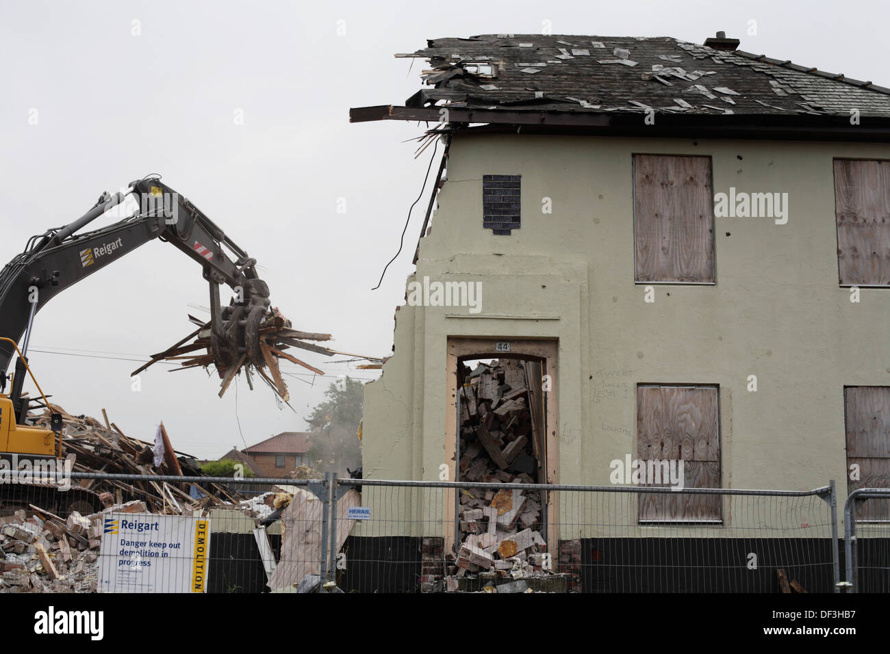 Demolition of sub standard housing in Lochside, Ayr Stock Photo - Alamy