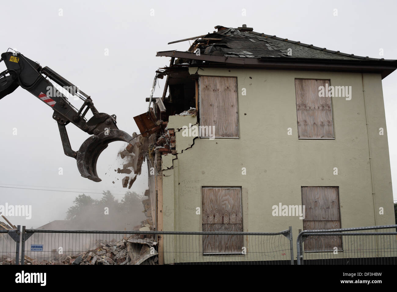 Demolition of sub standard housing in Lochside, Ayr Stock Photo - Alamy