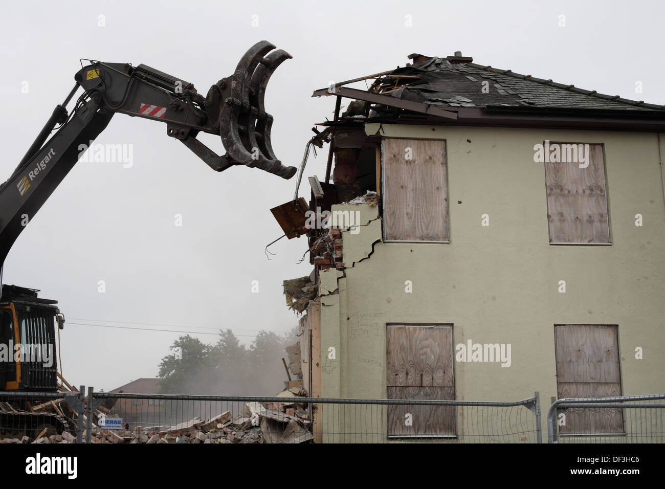 Demolition of sub standard housing in Lochside, Ayr Stock Photo - Alamy