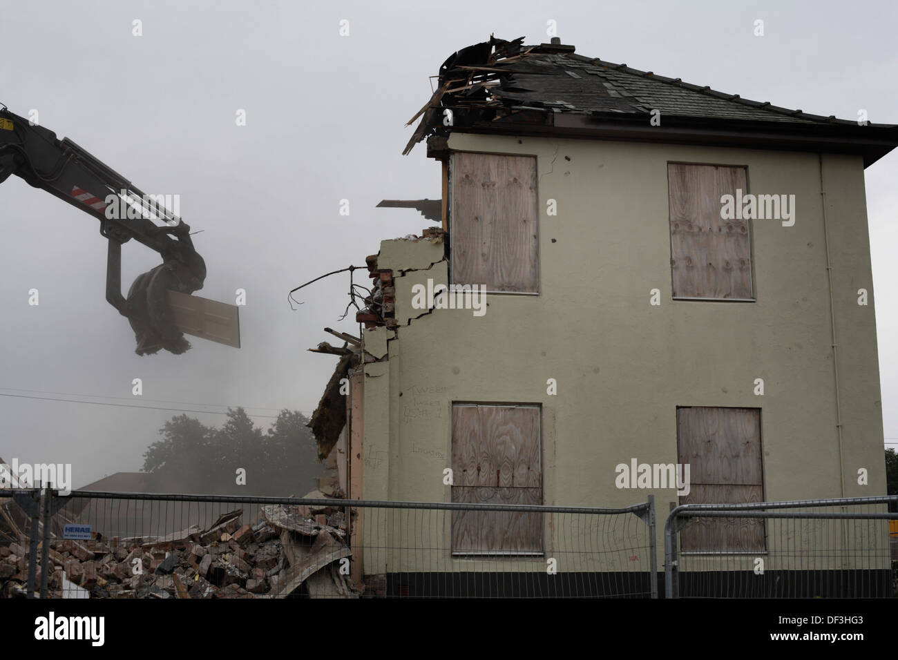 Demolition of sub standard housing in Lochside, Ayr Stock Photo - Alamy