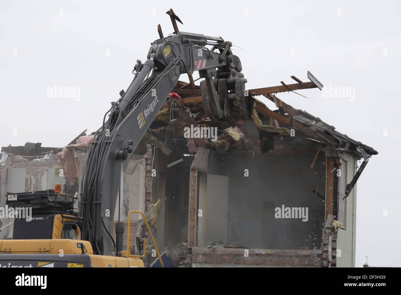 Demolition of sub standard housing in Lochside, Ayr Stock Photo - Alamy
