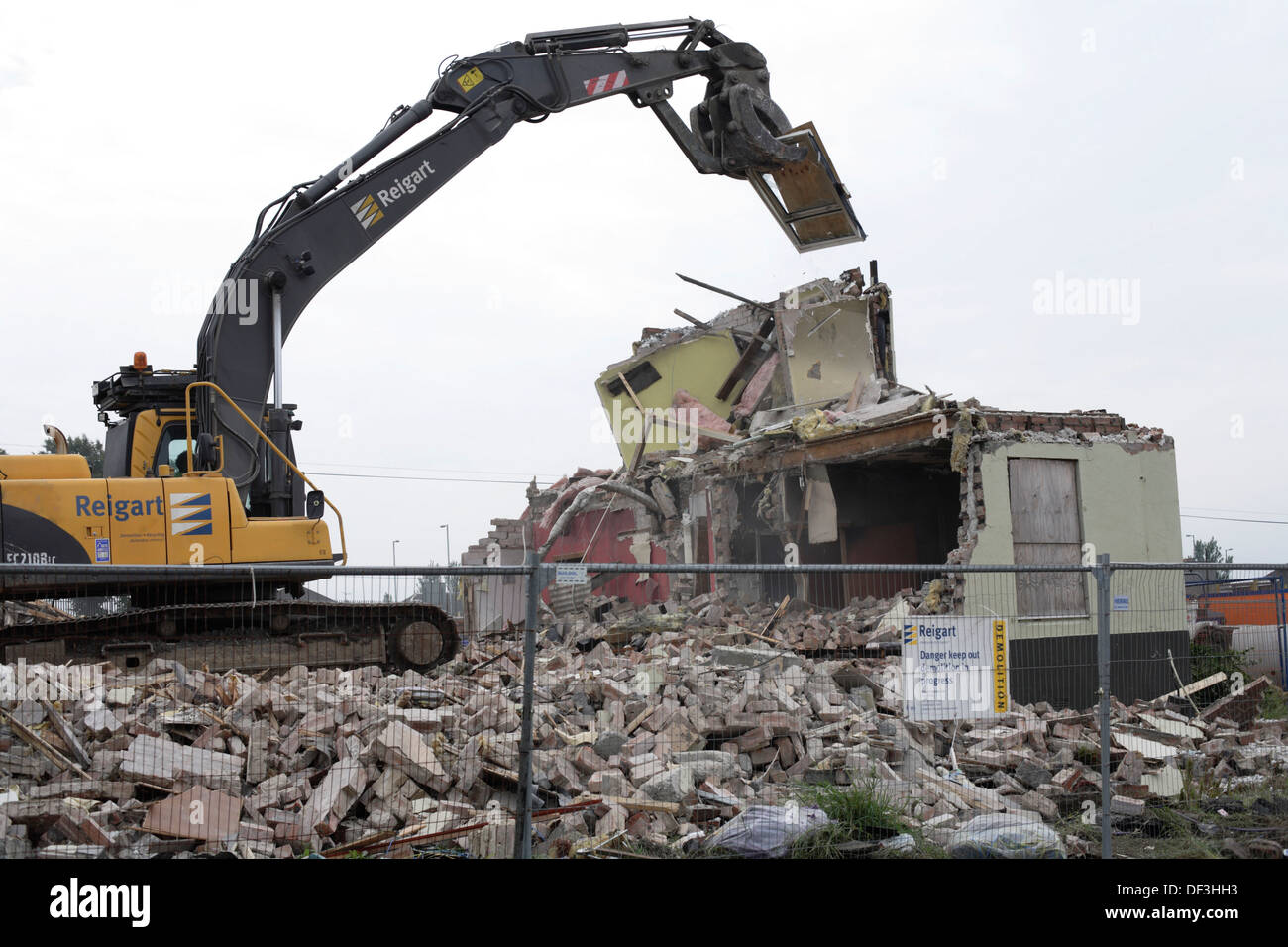 Demolition of sub standard housing in Lochside, Ayr Stock Photo - Alamy