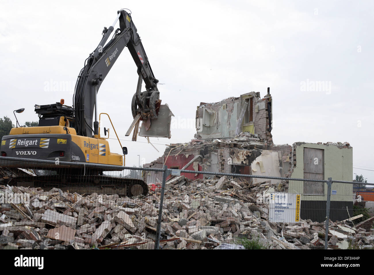 Demolition of sub standard housing in Lochside, Ayr Stock Photo - Alamy