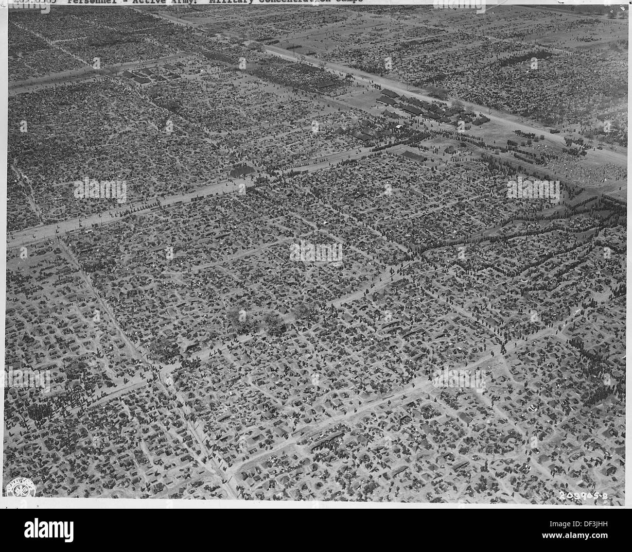 A camp for German prisoners of war, located in an unidentified area in ...