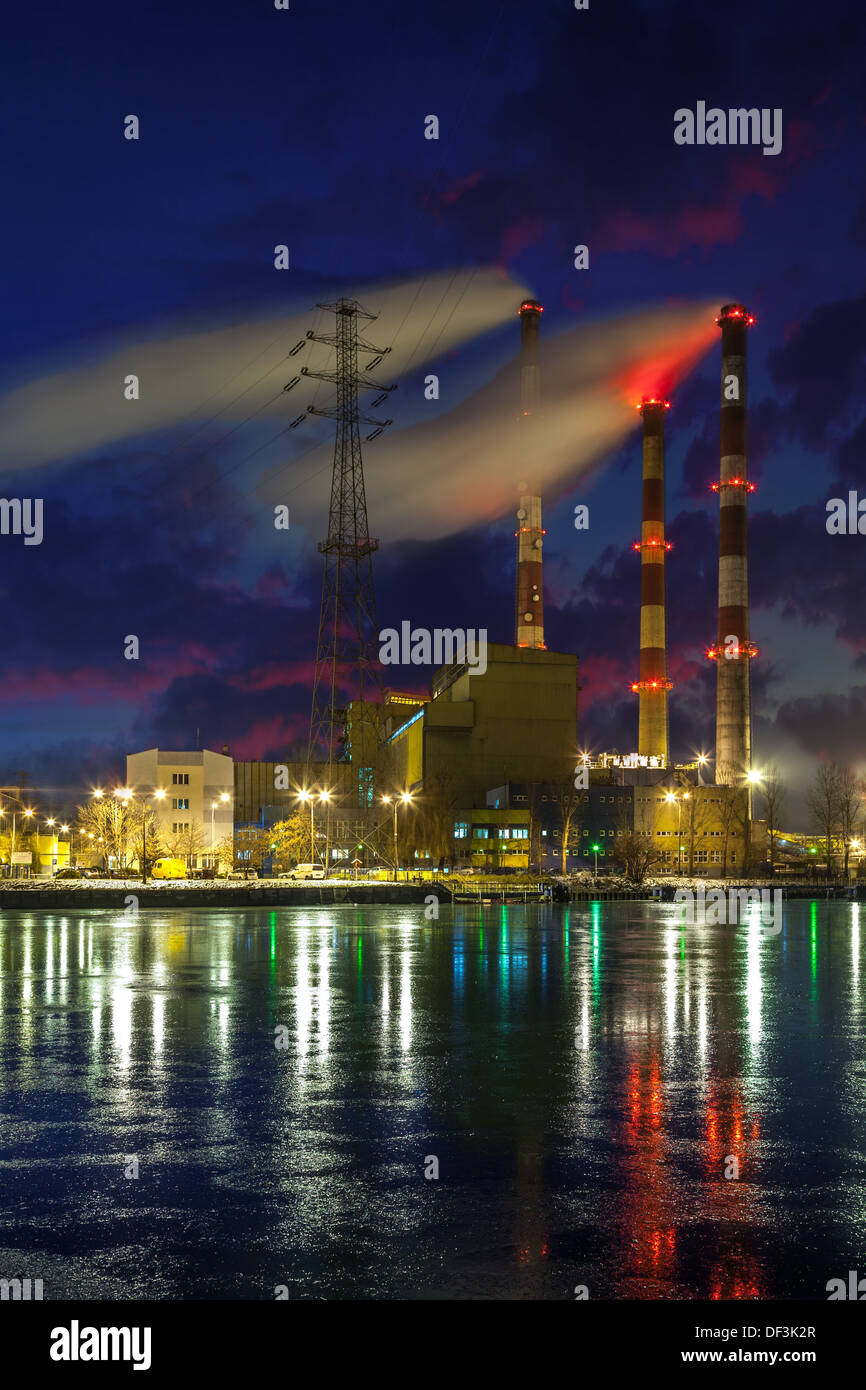 Coal Heat Power Station at night in winter Stock Photo - Alamy