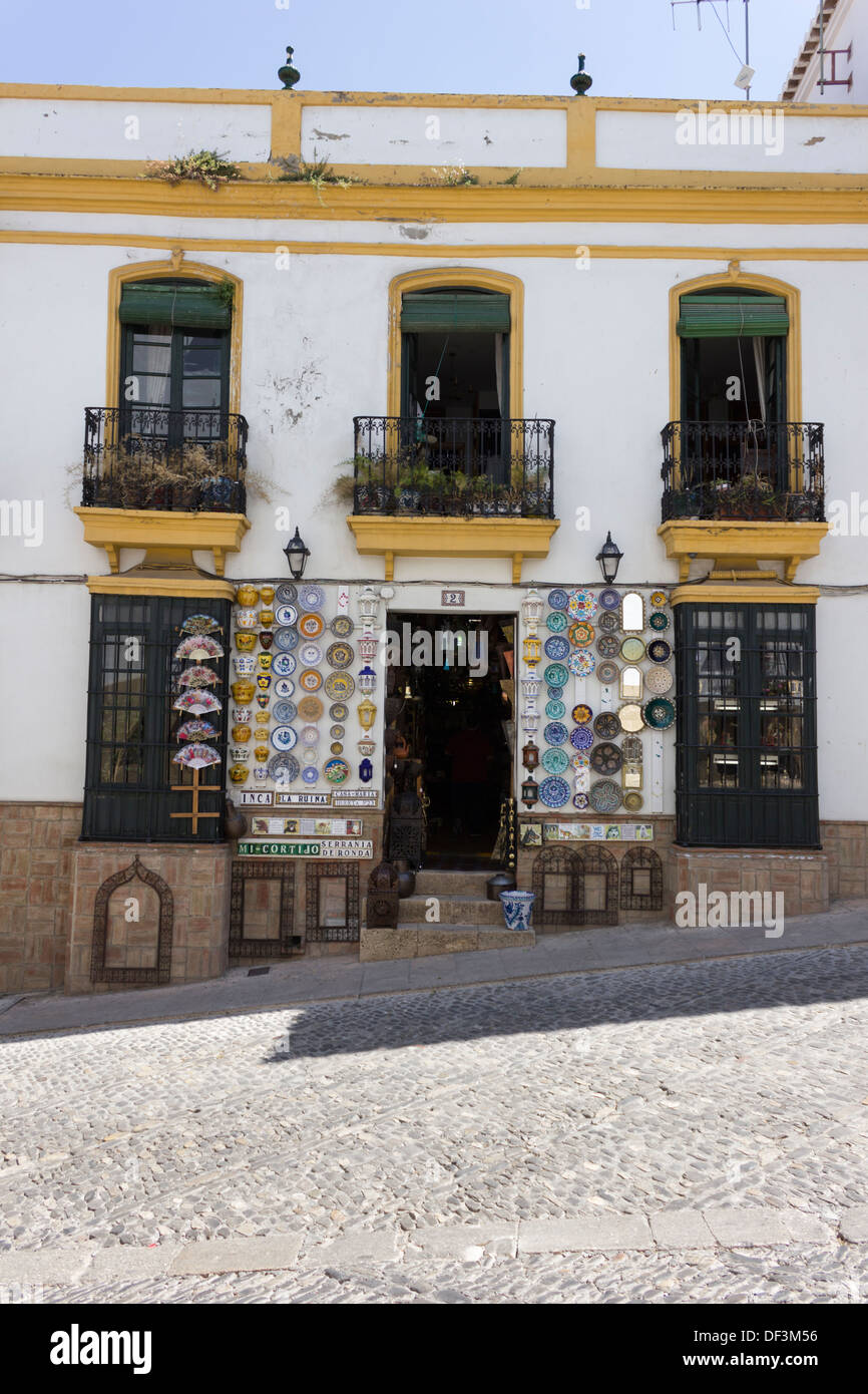 Shop with decorative plates, Ronda, Spain Stock Photo - Alamy