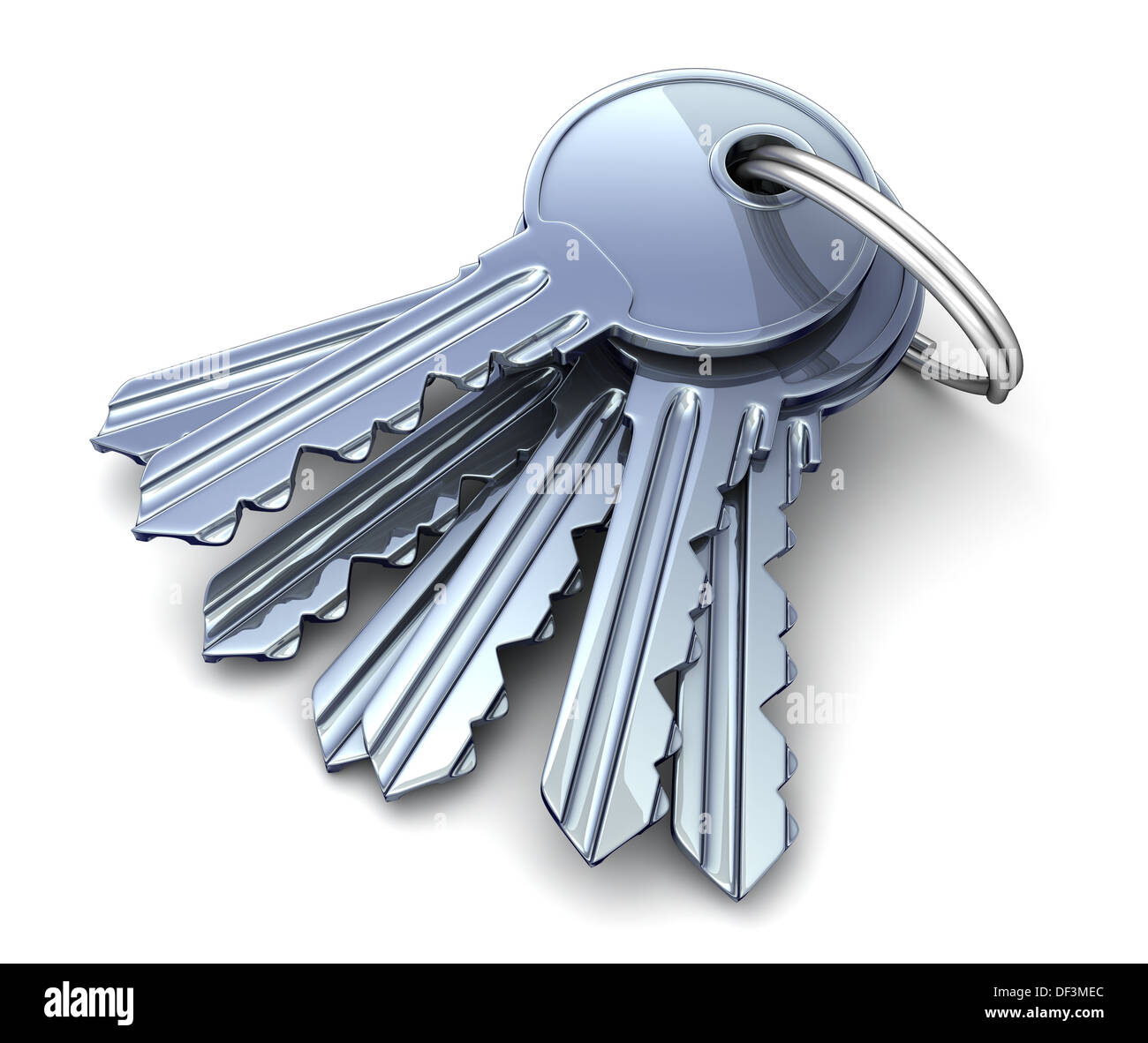 Many keys (done in 3d, white background Stock Photo - Alamy