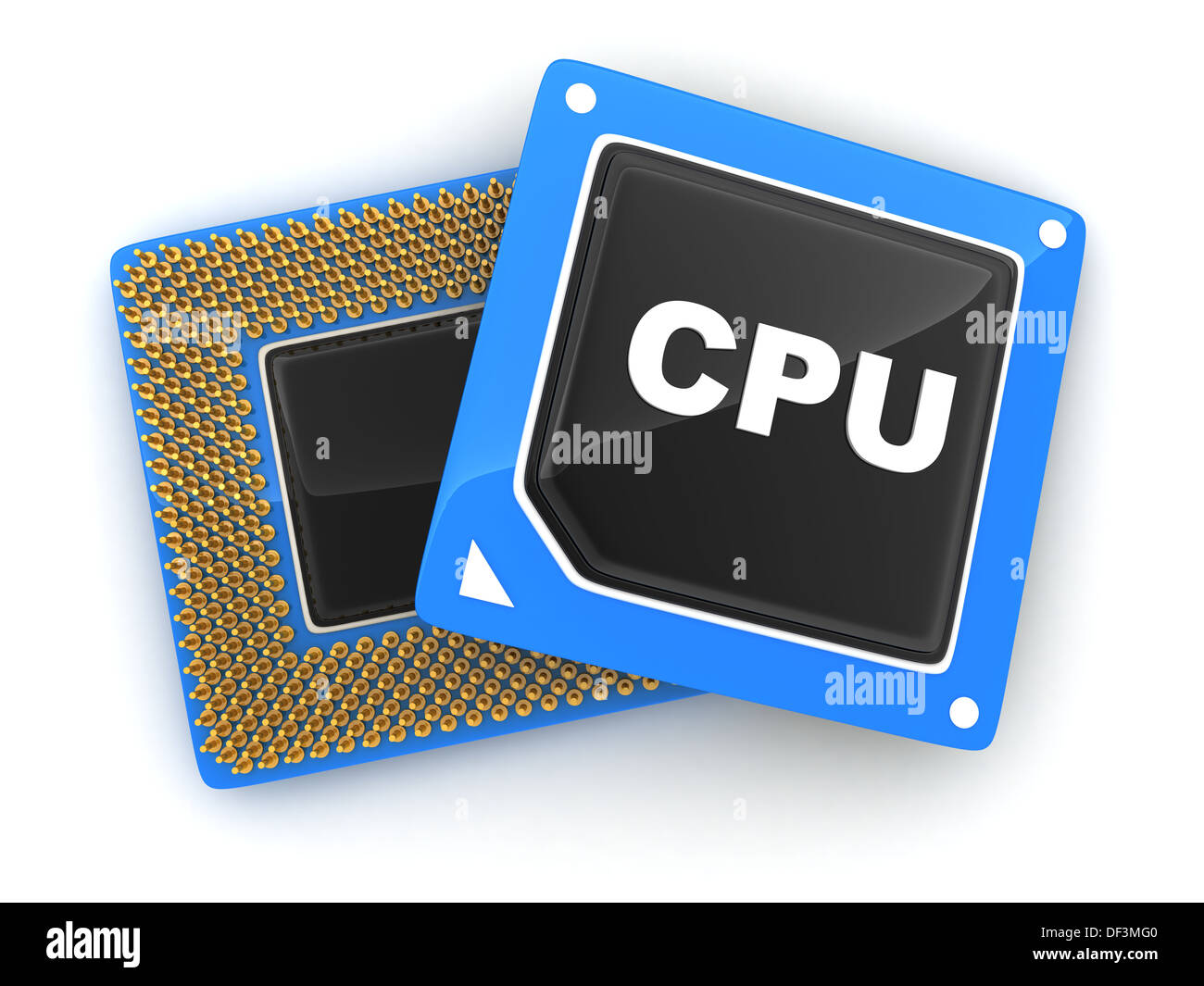 Two CPU on white background (done in 3d, cgi Stock Photo - Alamy