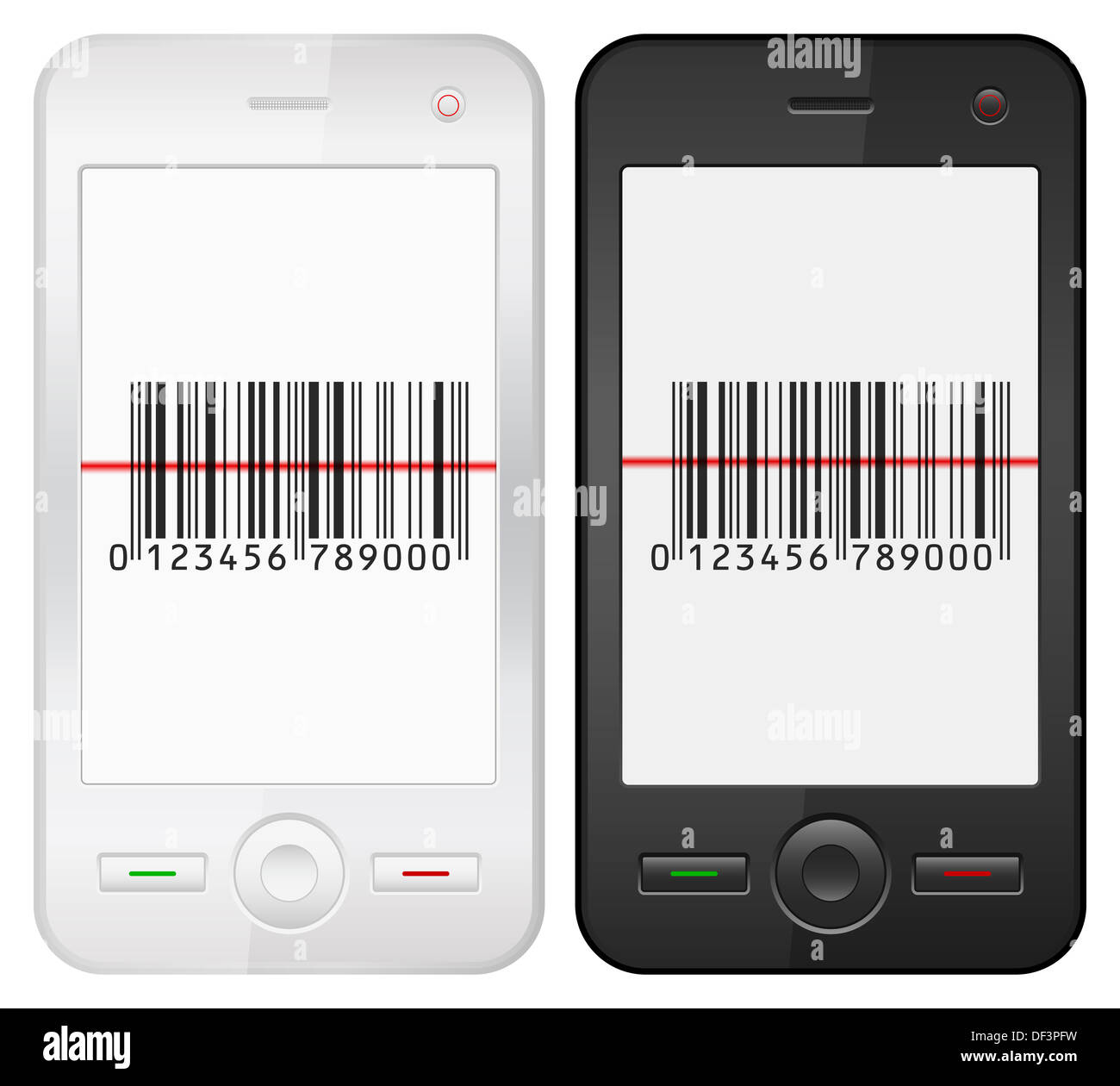 Mobile phone with bar code scanner on a white background Stock Photo ...