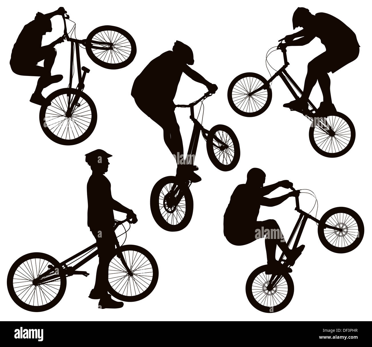 Bike trick detailed vector silhouettes set. Sports design Stock Photo ...