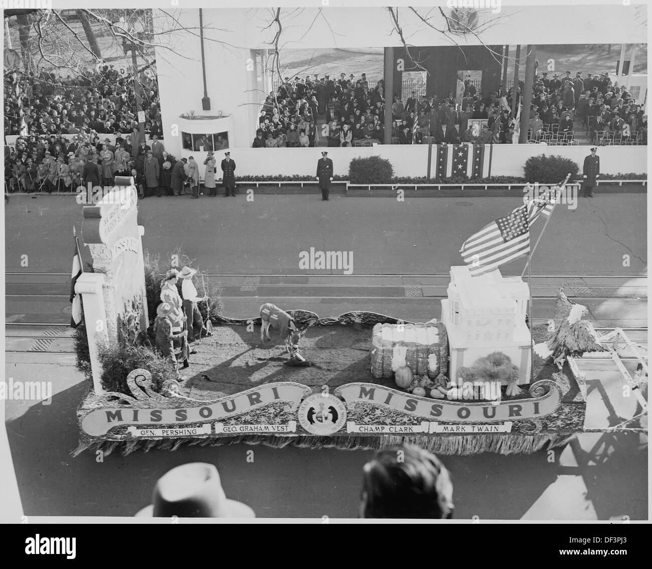 This image shows a close-up view of the Missouri float during President ...