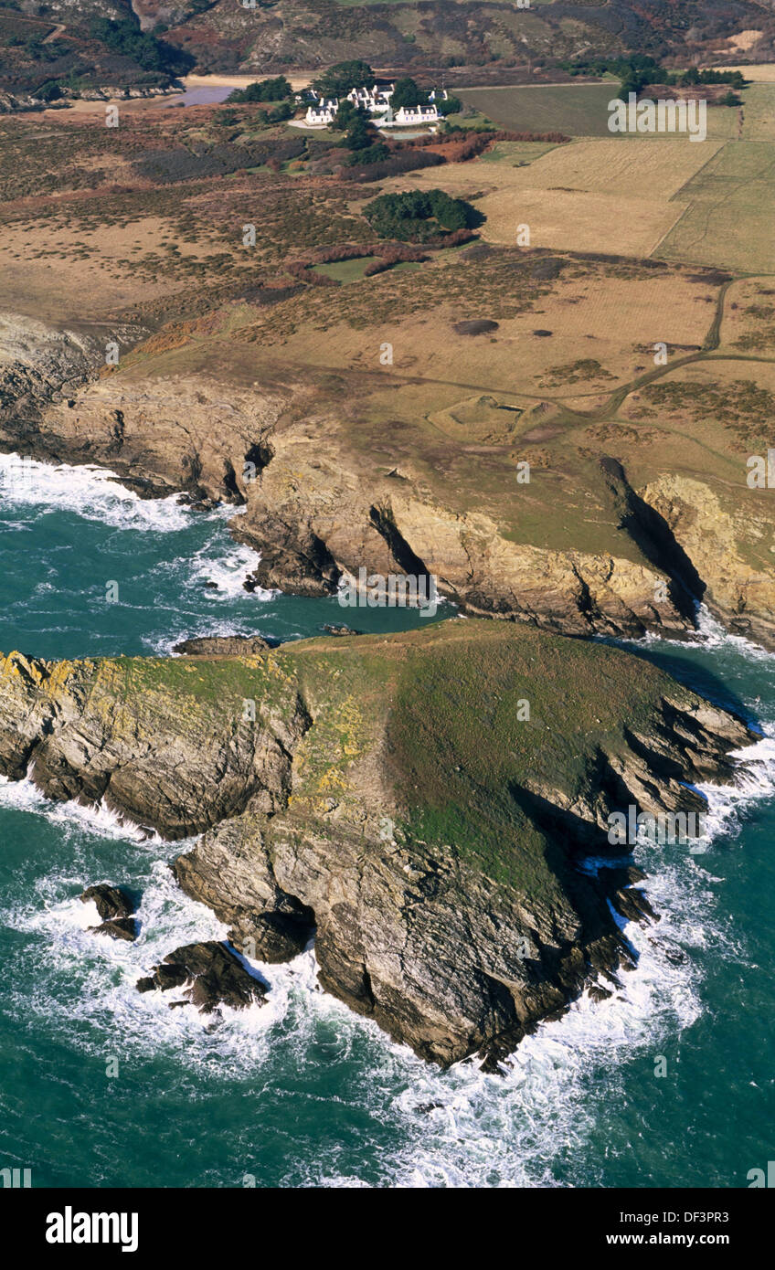 Bangor Island, aerial view. Belle-Île-en-Mer. Îles Bretonnes. Morbihan ...