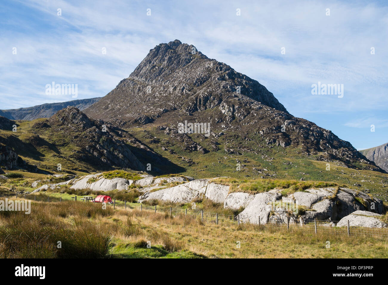 View to Mount Tryfan east face above Willies' farm campsite in ...