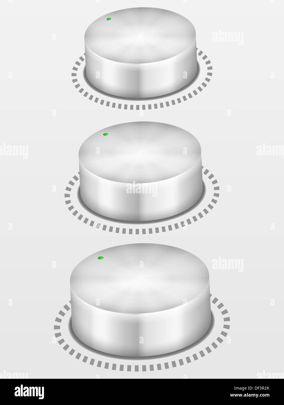 Control volume knobs on grey background. Vector illustration Stock ...