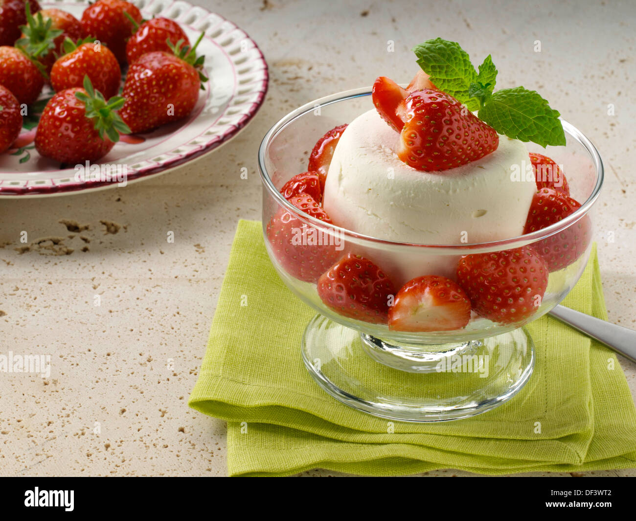Agave strawberry ice cream summer fruit Stock Photo - Alamy