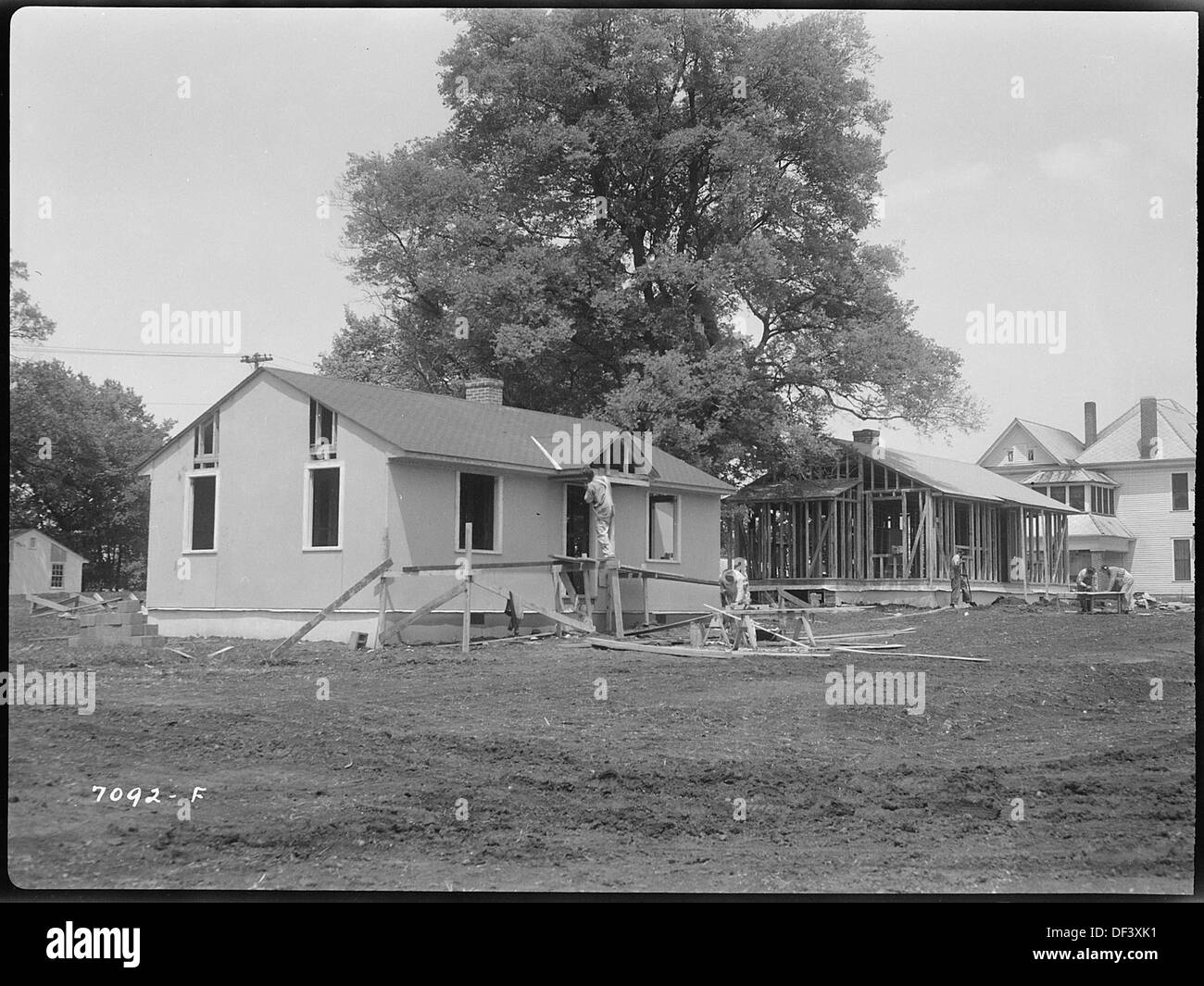 Photograph from July 28, 1928, showing the construction of defense ...