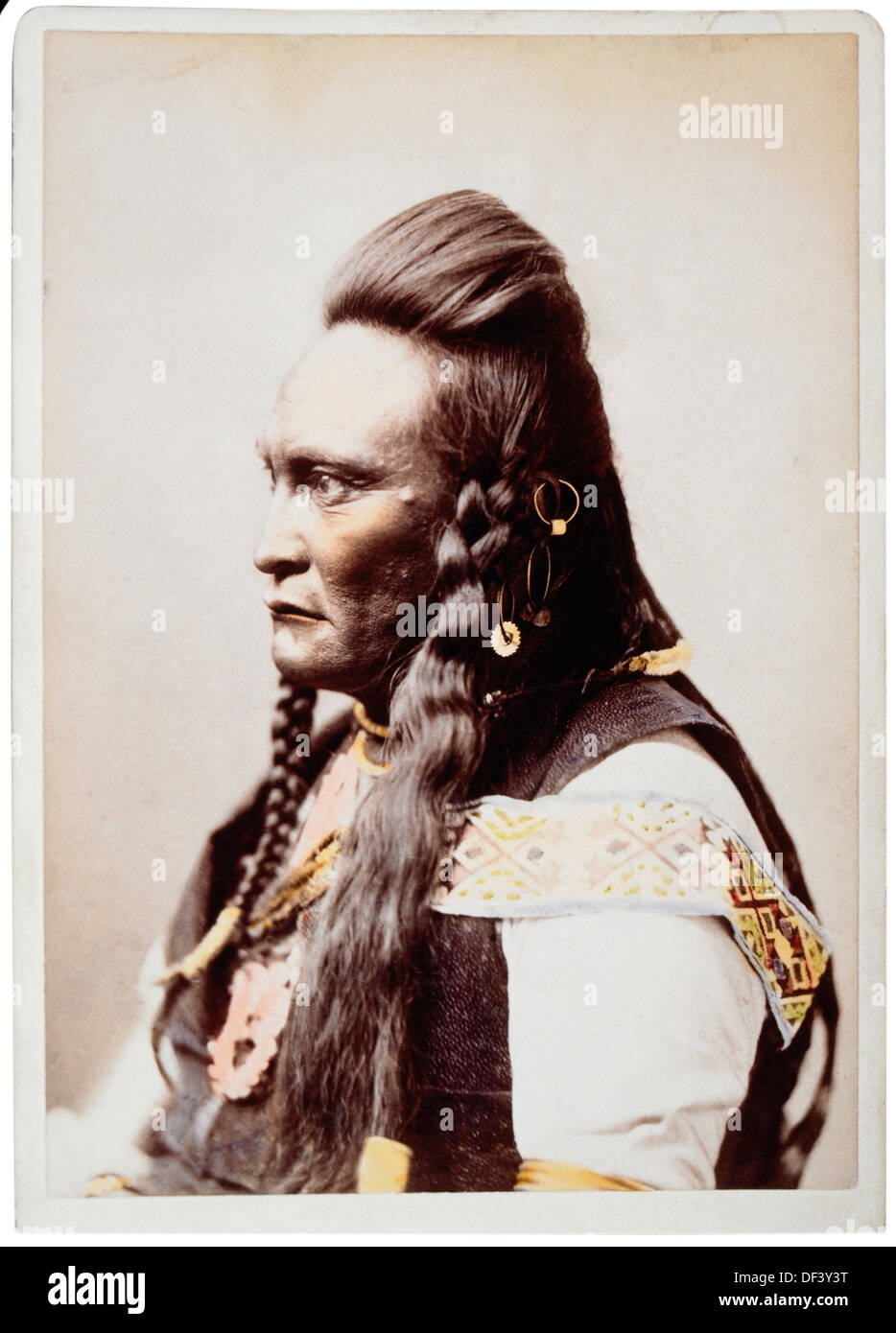 Chief Running Deer, Portrait, Hand-Colored Photograph, 1882 Stock Photo ...