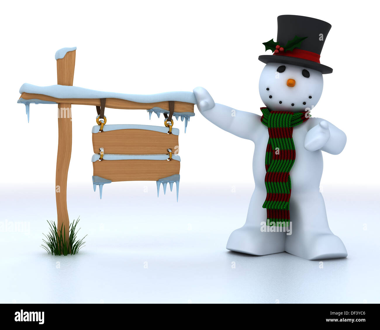 3D Render of a Snowman in hat and scarf Stock Photo - Alamy
