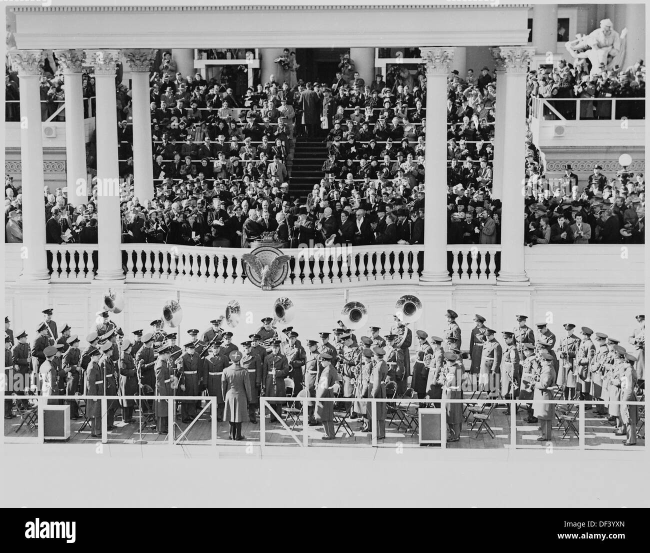 This photograph captures the distance view of President Harry S. Truman ...