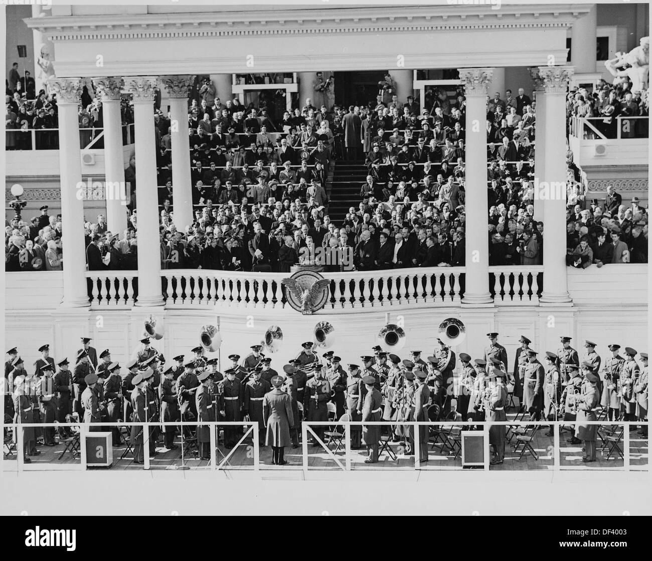 This photograph captures a distance view of President Harry S. Truman ...