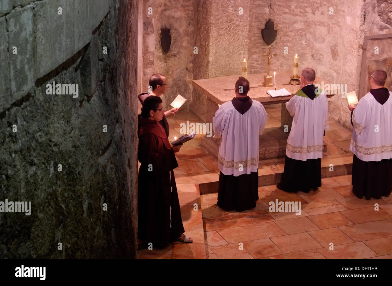 Franciscan priests taking part in a Roman Catholic mass procession ...