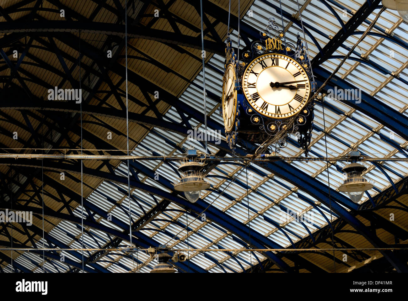 Brighton, East Sussex, England, UK. Brighton railway station - clock ...