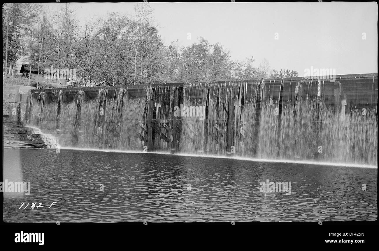 A historical photograph of the Duck River Dam, an important structure ...