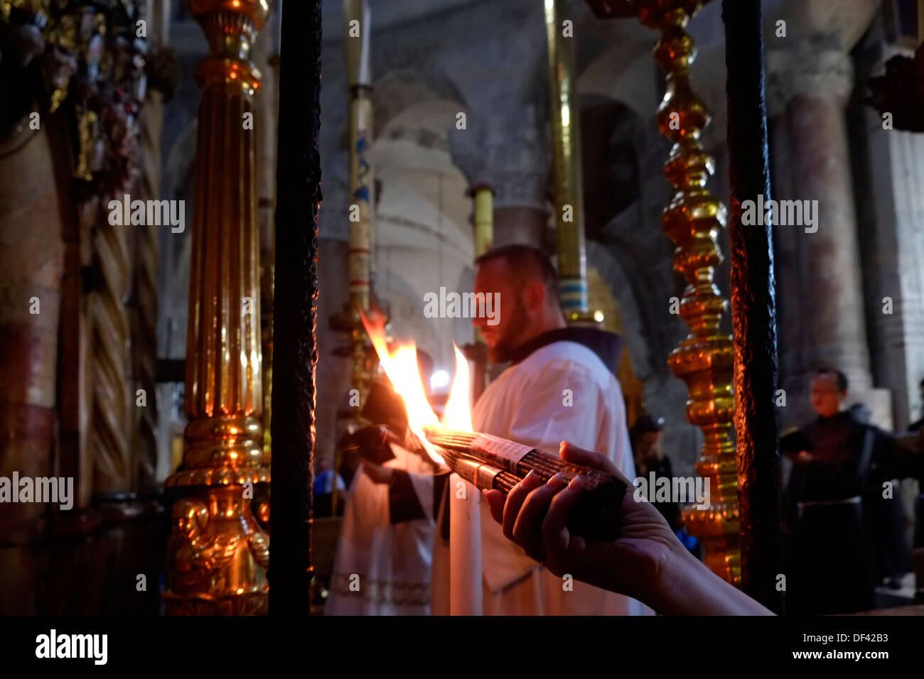 Franciscan priests taking part in a Roman Catholic mass procession ...