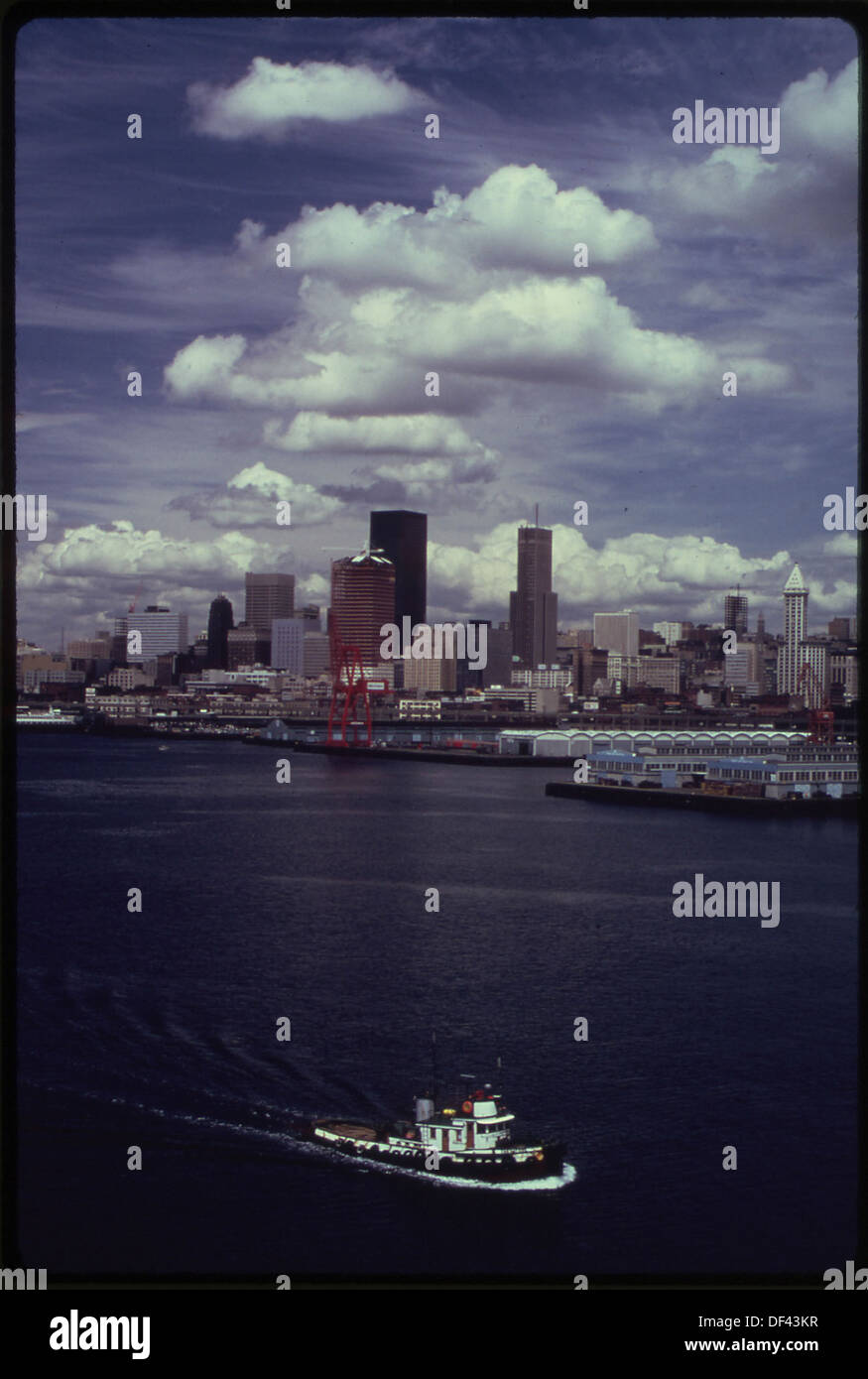 A scenic view of Elliott Bay and the Seattle skyline, an inlet of Puget ...