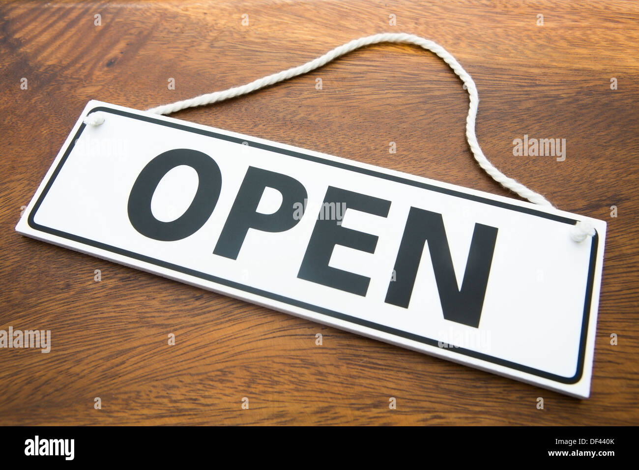 Wooden open sign hi-res stock photography and images - Alamy