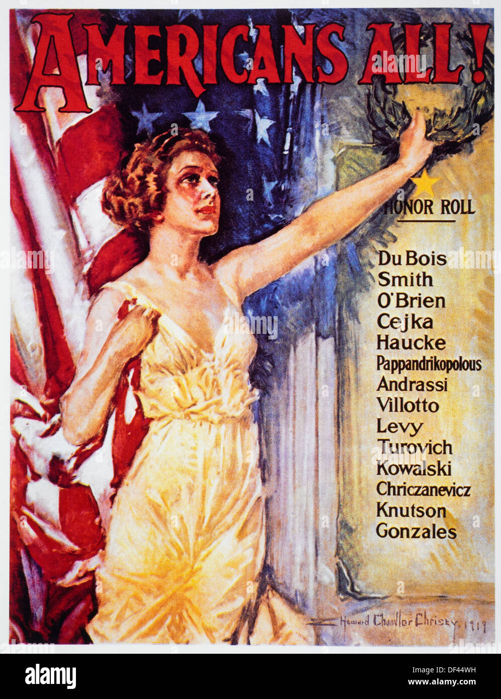 U.S. World War I Victory Poster, "Americans All!", by Howard Chandler ...