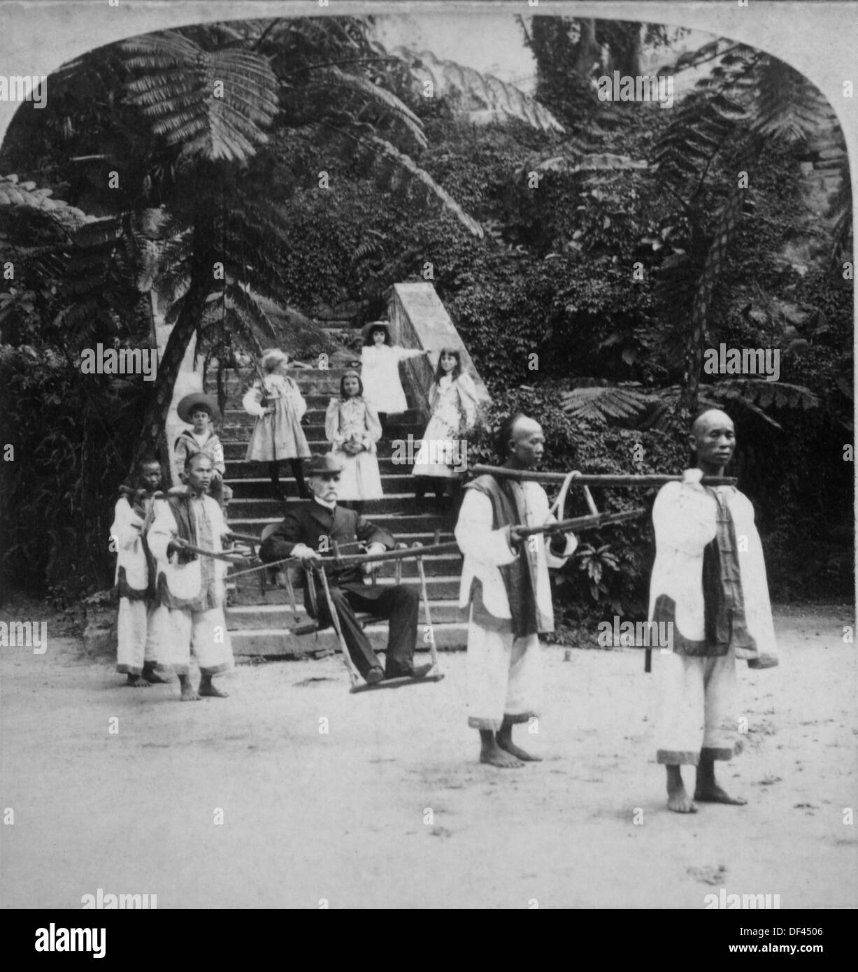 American Consul with his Family and Porters, Hong Kong, 1896 Stock ...