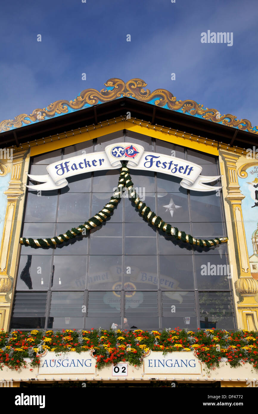 Hacker-Festzelt tent, Oktoberfest, Munich, Bavaria, Germany Stock Photo ...