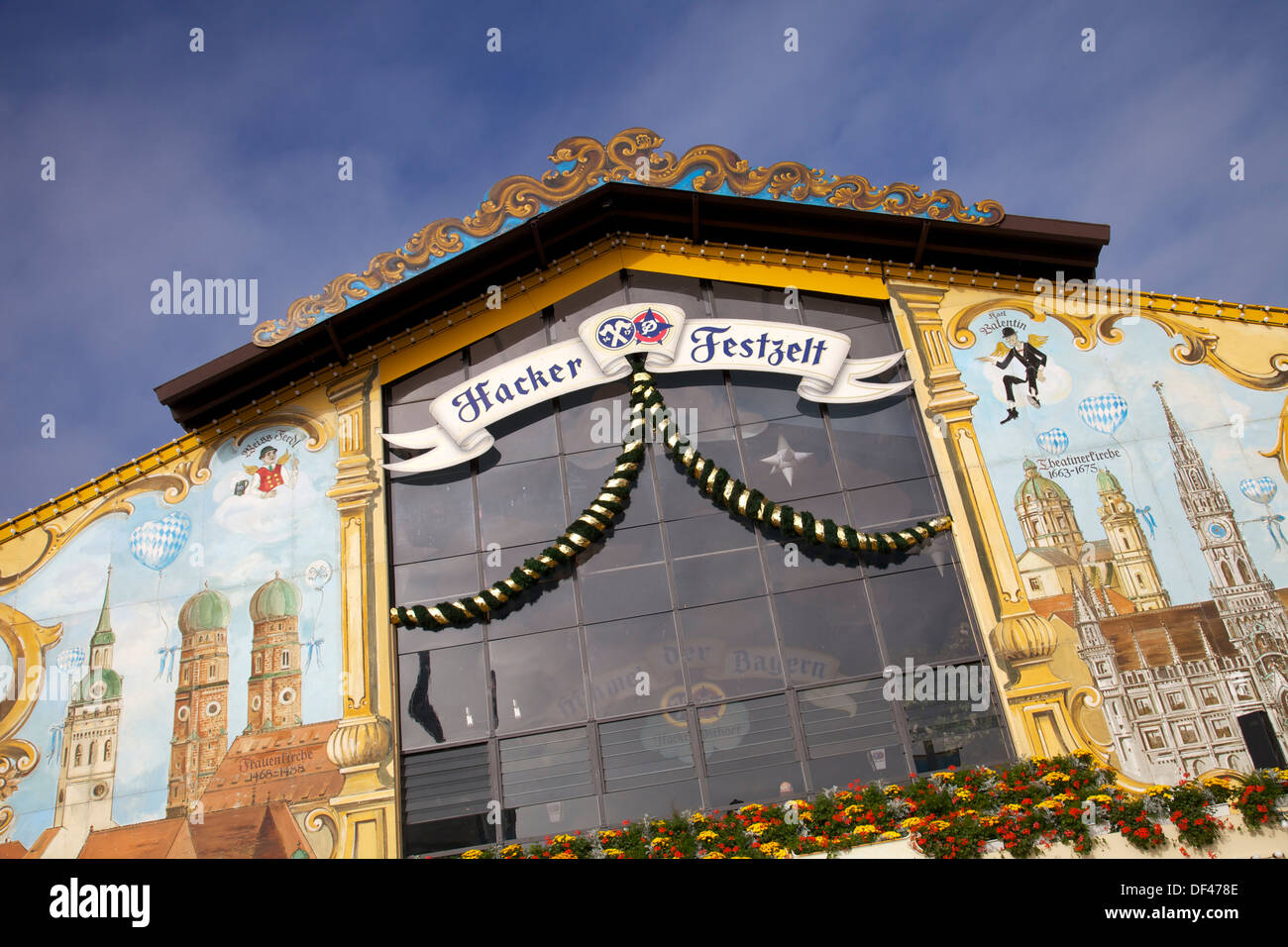 Hacker-Festzelt tent, Oktoberfest, Munich, Bavaria, Germany Stock Photo ...