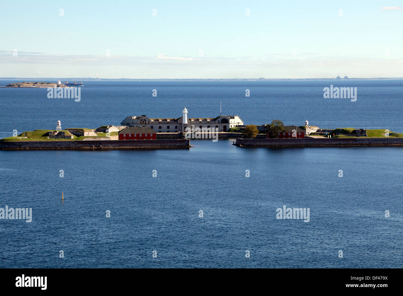 The Trekroner sea fort at the entrance of the port of Copenhagen seen ...
