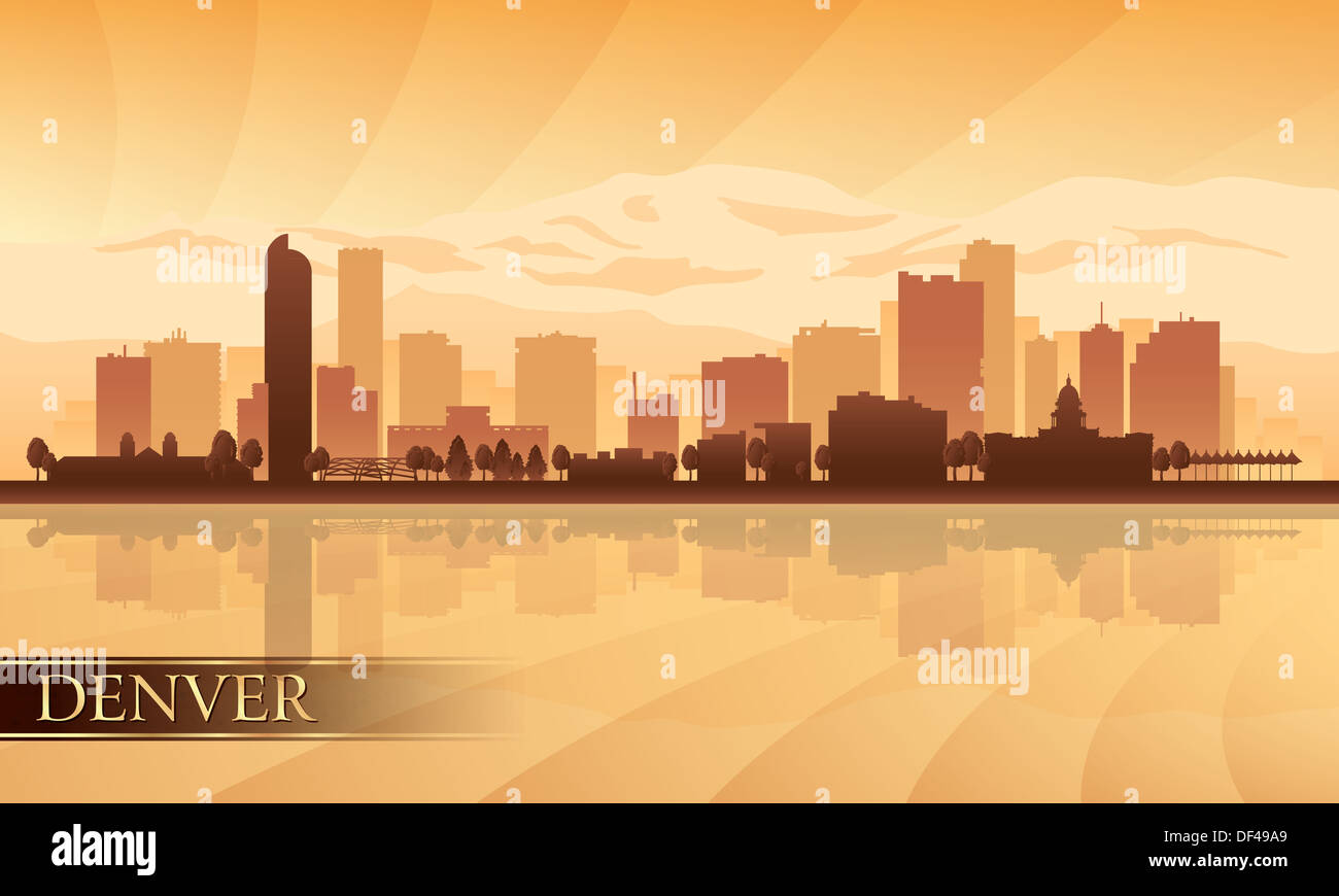 Denver city skyline silhouette background Stock Photo - Alamy