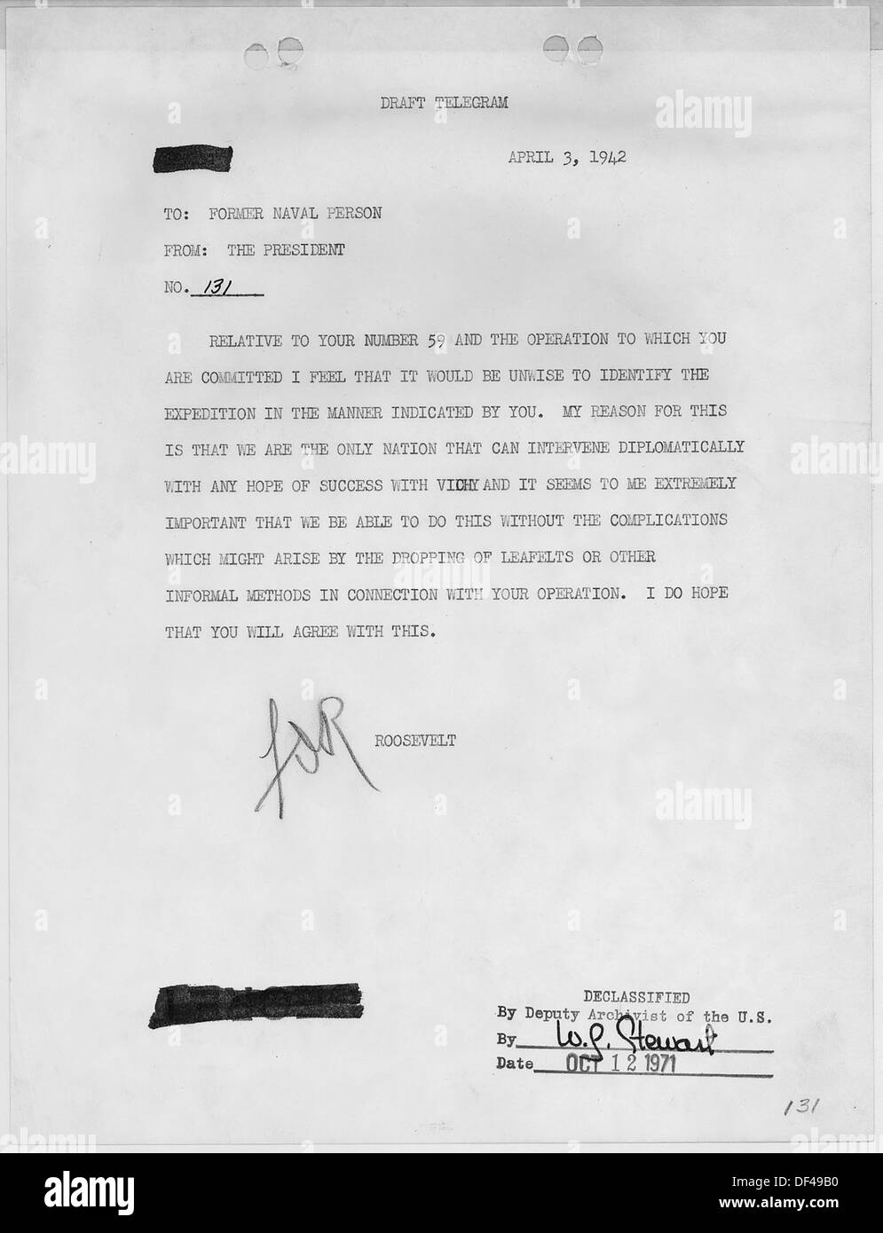 Franklin roosevelt letter Black and White Stock Photos & Images - Alamy