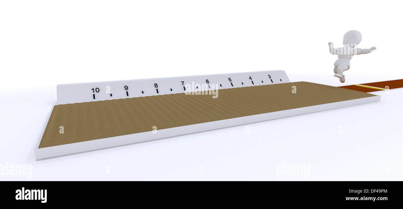 3D render of a man competing in the long jump Stock Photo - Alamy